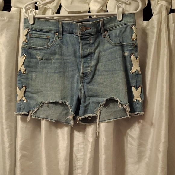 Express | Shorts | Express Light Blue Jean Shorts With Laceup Sides 6 ...